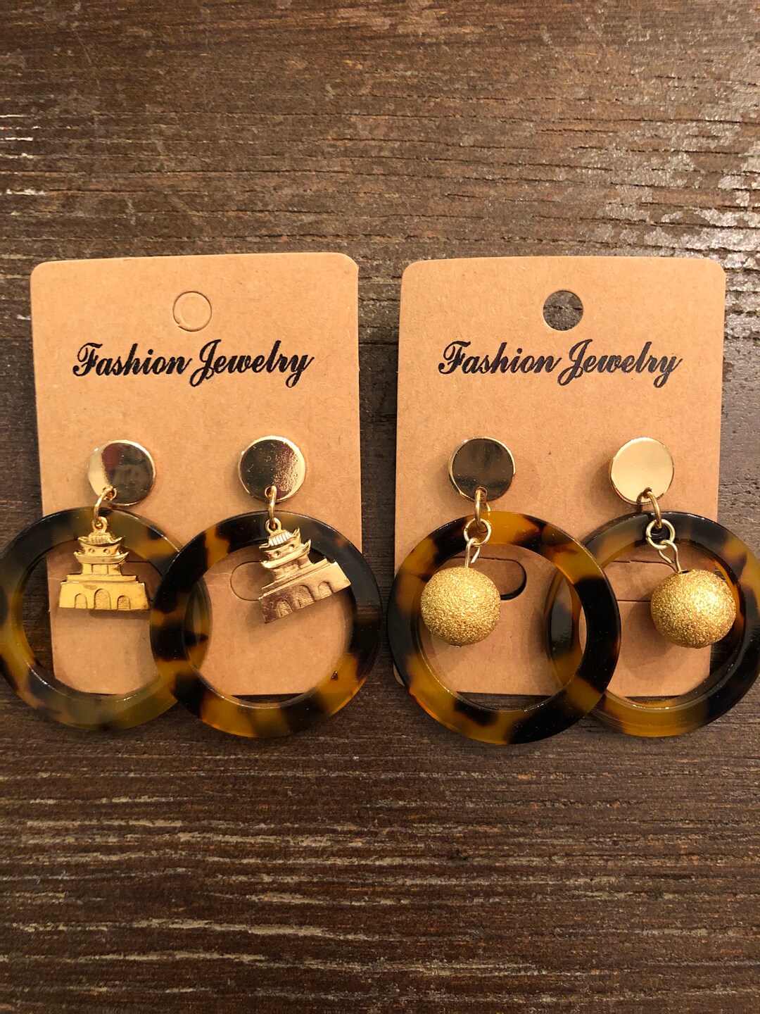 Tortoise Shell Circle Drop Earrings - Etsy