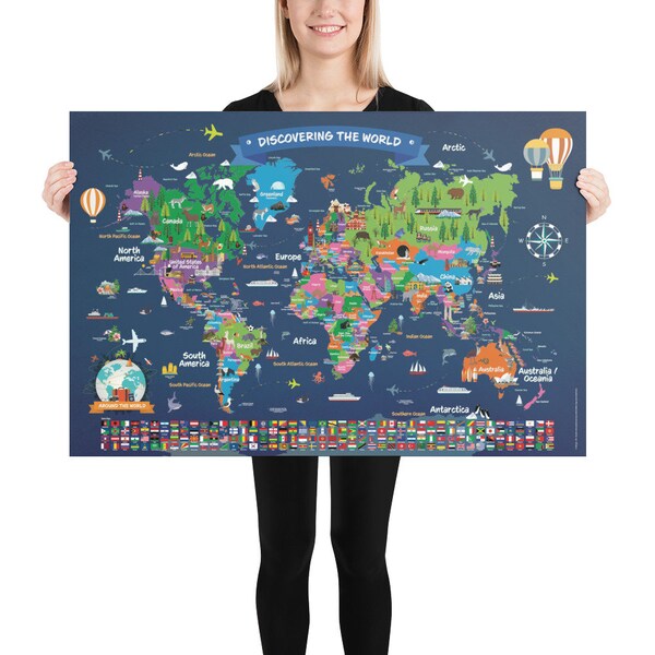 World Map Poster - Etsy