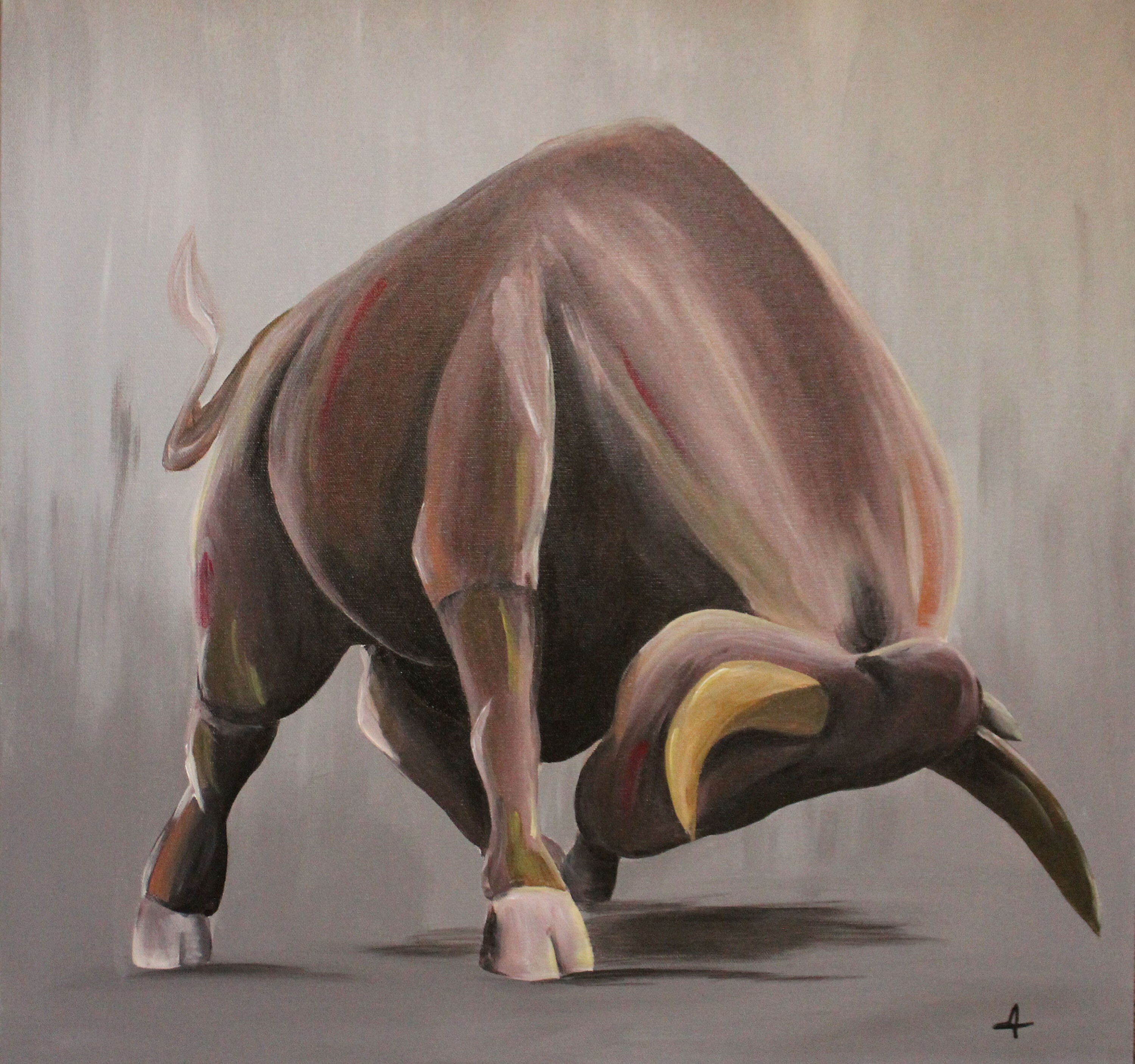 Painting, Canvas, Bull, Acrylic, Animal, Original Painting, Farmhouse ...