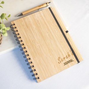 Eco-friendly Personalised Bamboo Journal and Pen Set: Custom Engraved ...