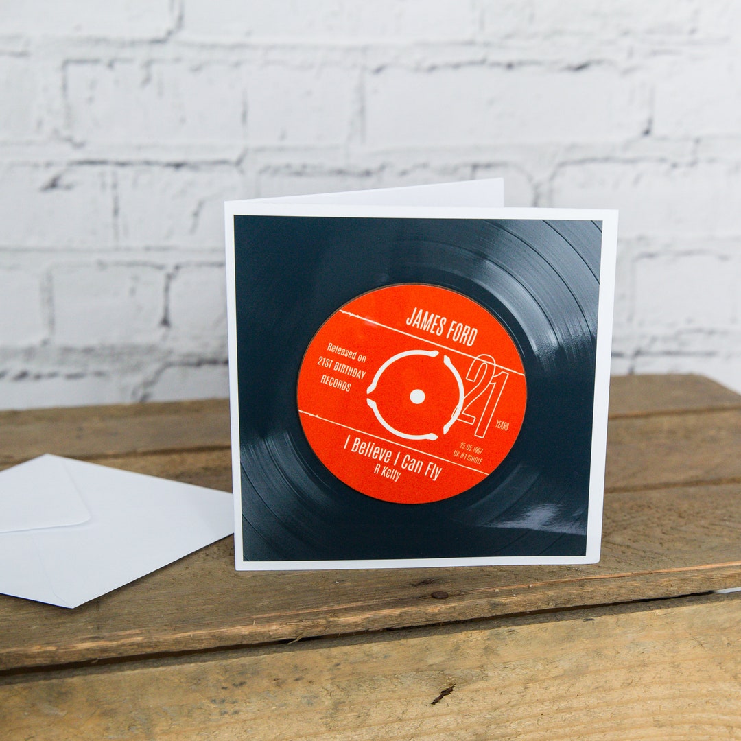 21st Birthday Greeting Card & Gift Vinyl Record Coaster of Number 1 ...
