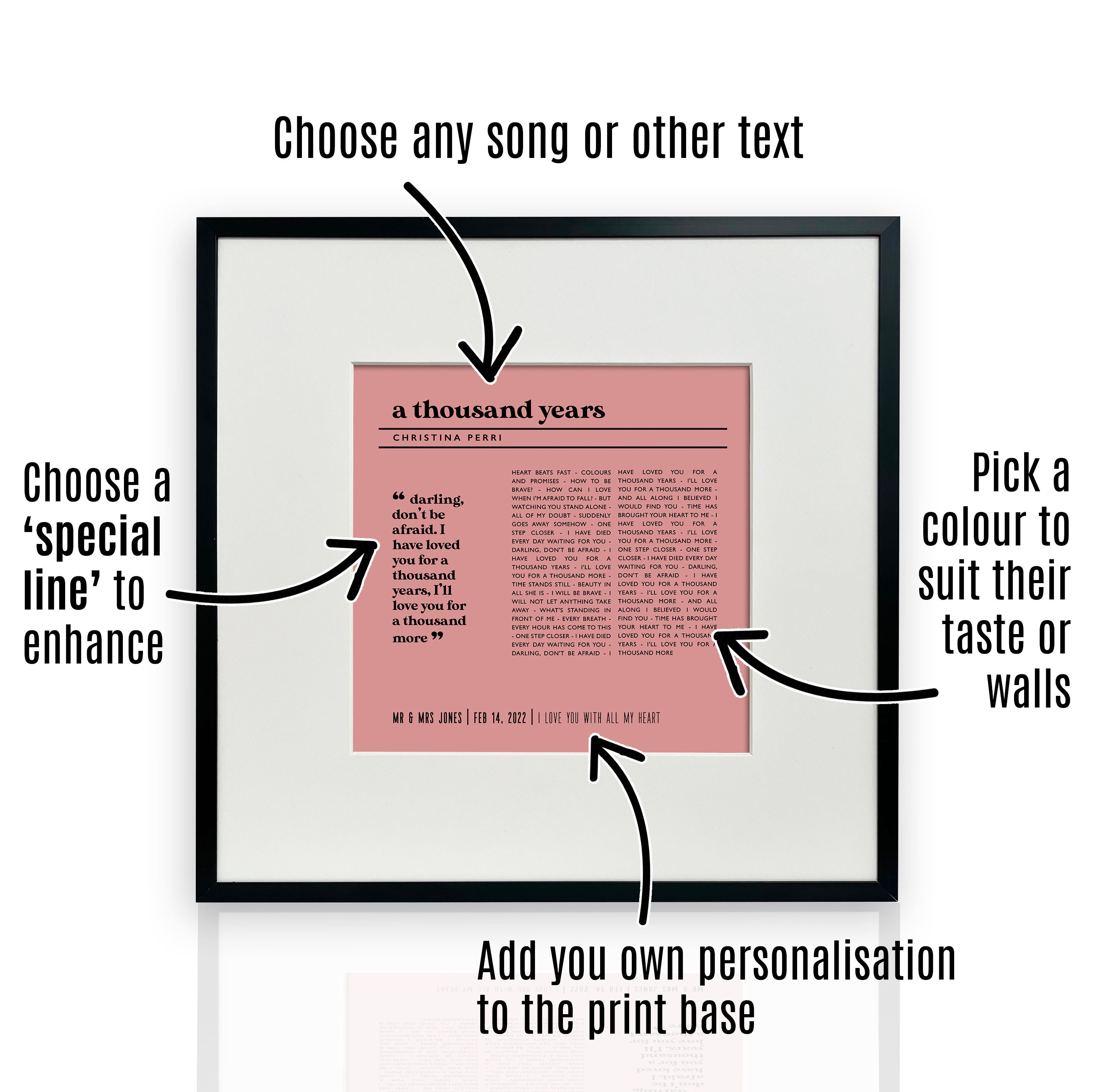 Song Lyrics Print Personalised Any Words Custom First Dance | Etsy