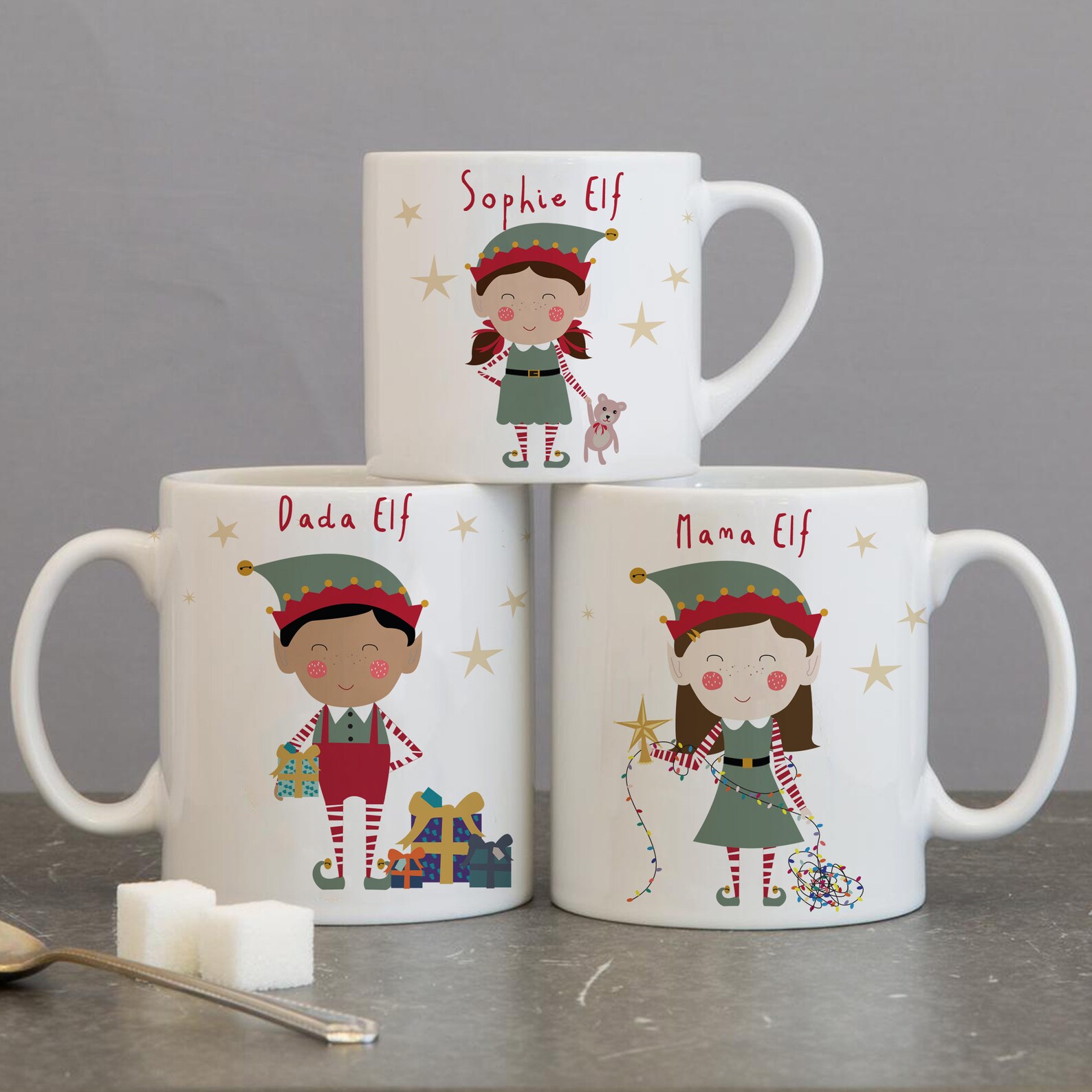 PERSONALISED Elf Family Mug Set Fun Mummy Daddy Grandpa Elf | Etsy UK