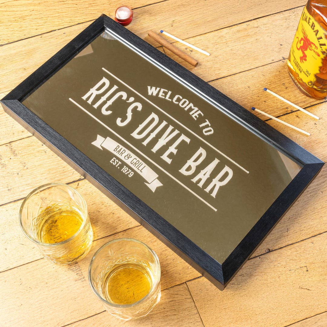 Custom Vintage Mirrored Bar Sign - Etsy