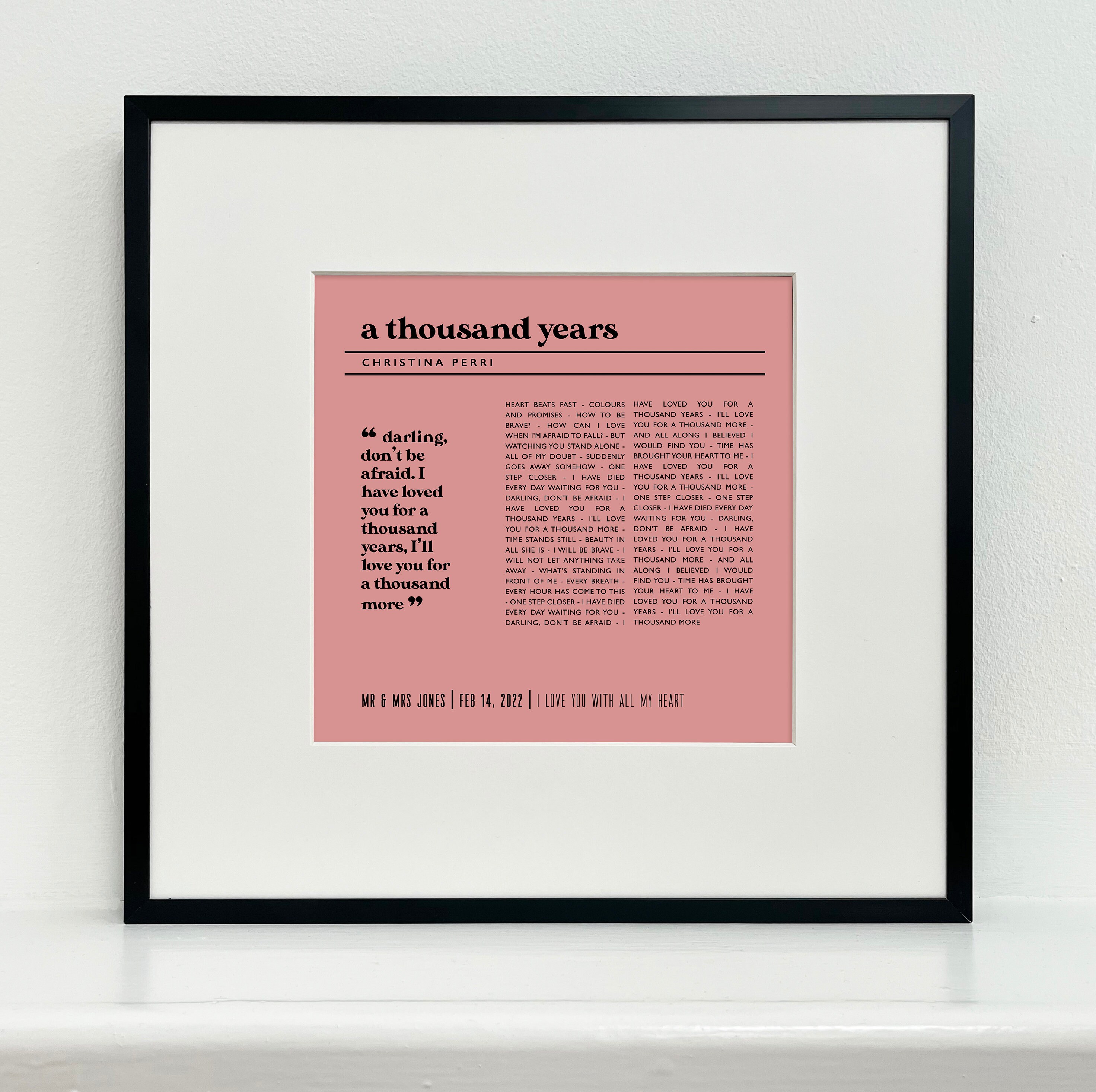 Song Lyrics Print Personalised Any Words Custom First Dance | Etsy