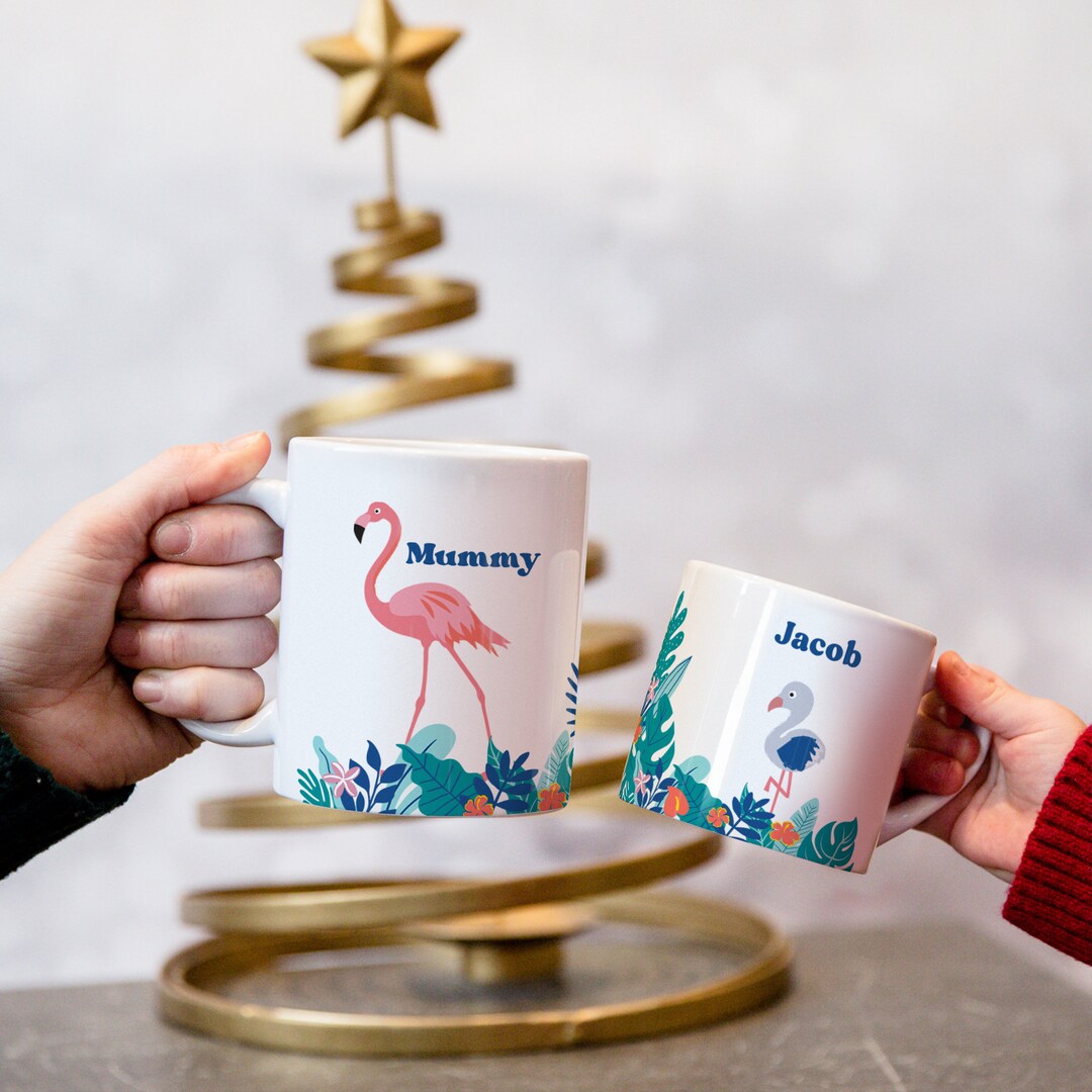 Flamingo Family Mug Set: Mummy, Daddy & Toddler Mugs - Tropical Gift - Etsy