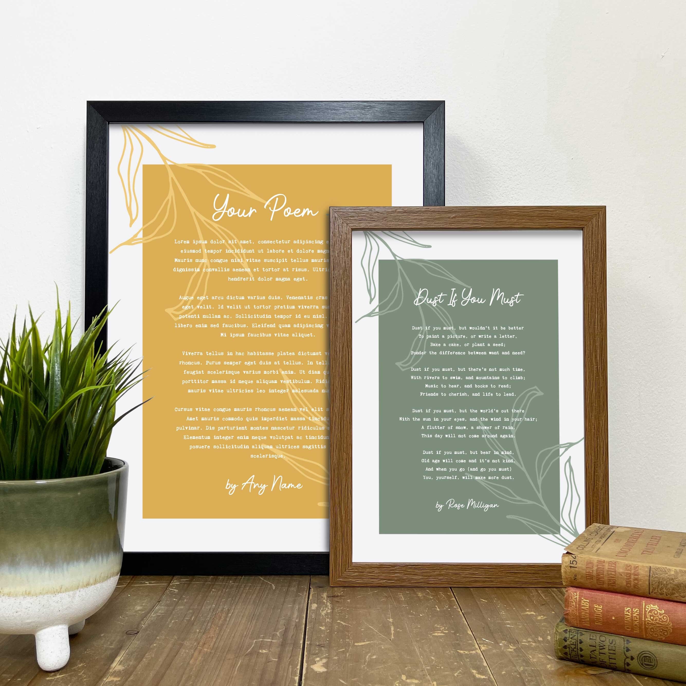 Framed Fine Art Print With Poems Black And White Custom Print Wedding