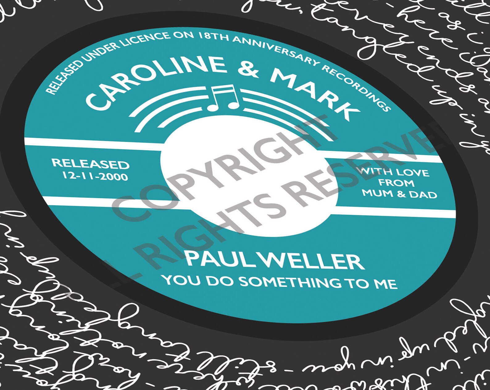 Any Song Lyrics 2nd Anniversary Gift - Vinyl Record Art With ...