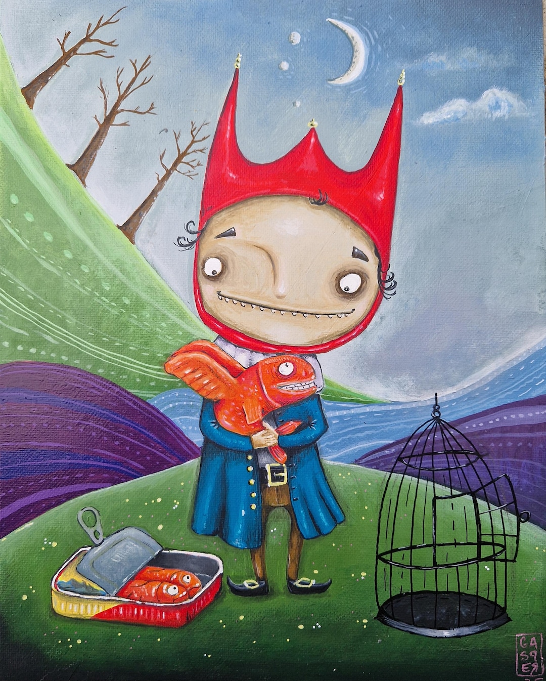 Surrealism Art Acrylic Painting - Unique Handmade Art - Crazy King With ...