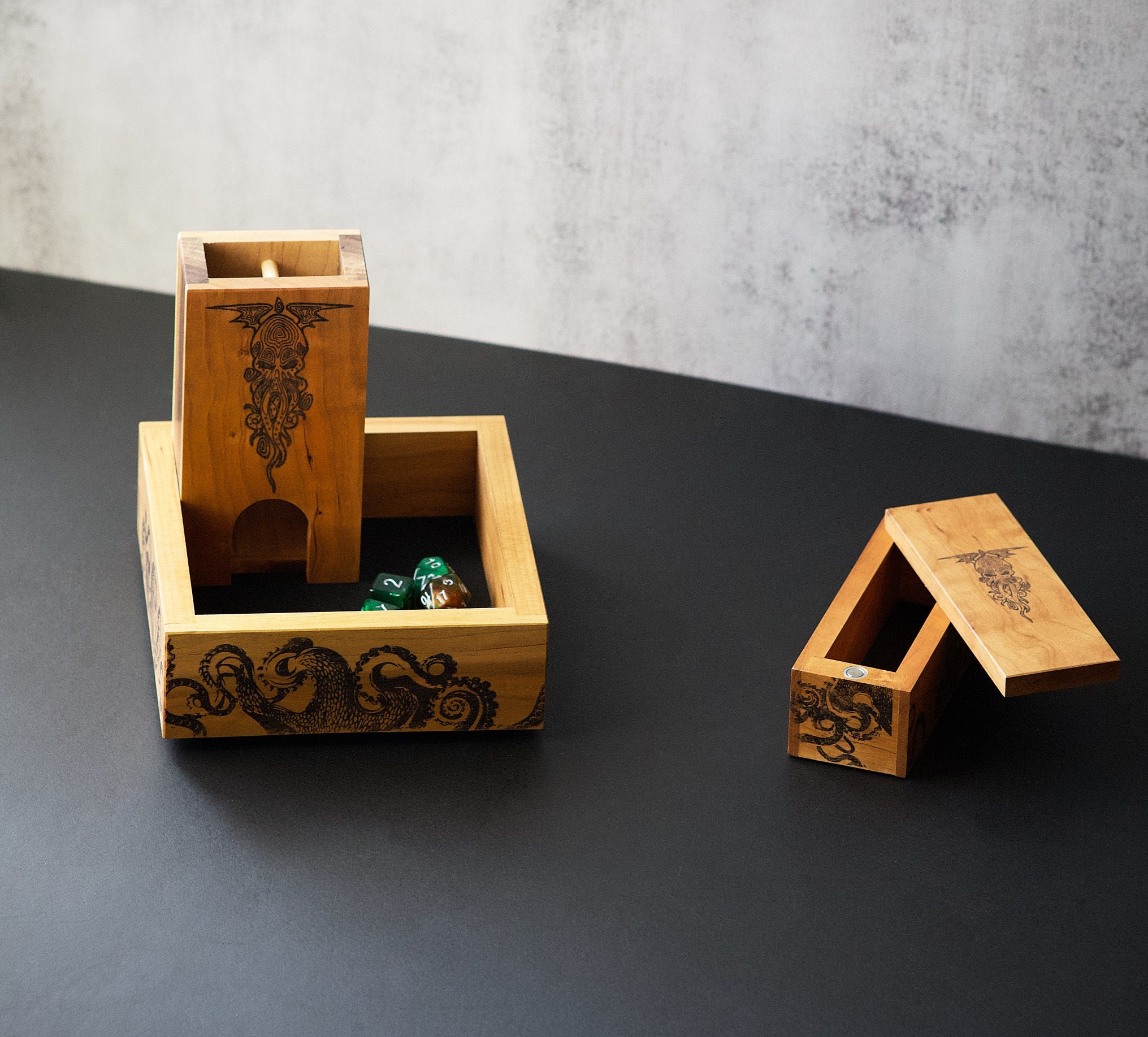 Tentacle Dnd Dice Tray Wood Cthulhu Dice Rolling Tray for Arkham Horror ...