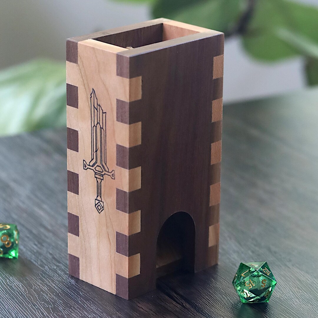 Medieval Sword Dice Tower Wood Dnd Dice Roller, Dungeon Master Gift for ...
