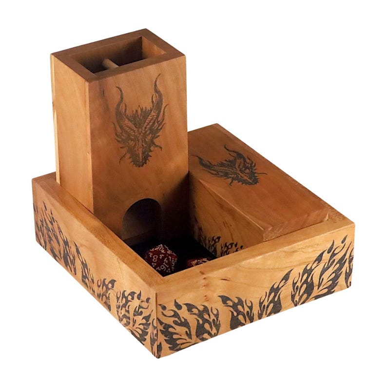 3-piece Dragon Gaming Setup: Dnd Dice Vault, Dice Tower and Tray, Nerdy ...