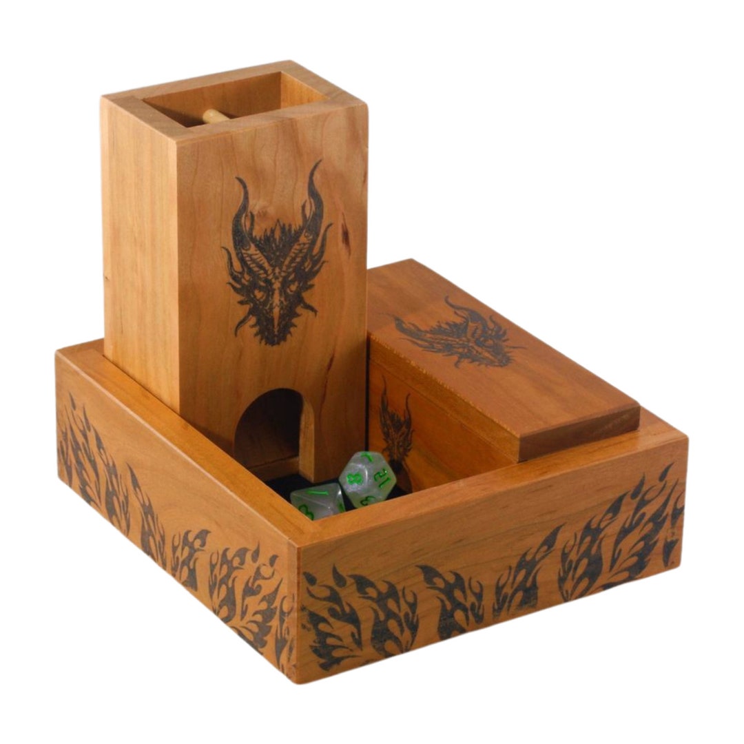 3-piece Dragon Gaming Setup: Dnd Dice Vault, Dice Tower and Tray, Nerdy ...