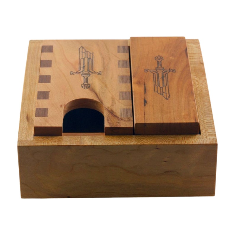 Broken Sword 3-piece Dnd Gaming Setup: Wood Dice Tower and Tray, Dice ...