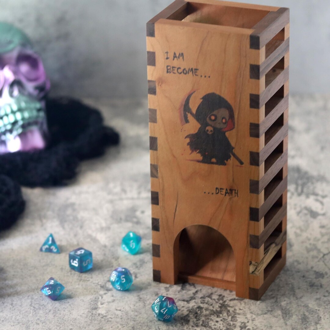 Creepy Cute Grim Reaper Dice Tower Wood, i Am Become Death Dnd Dice ...