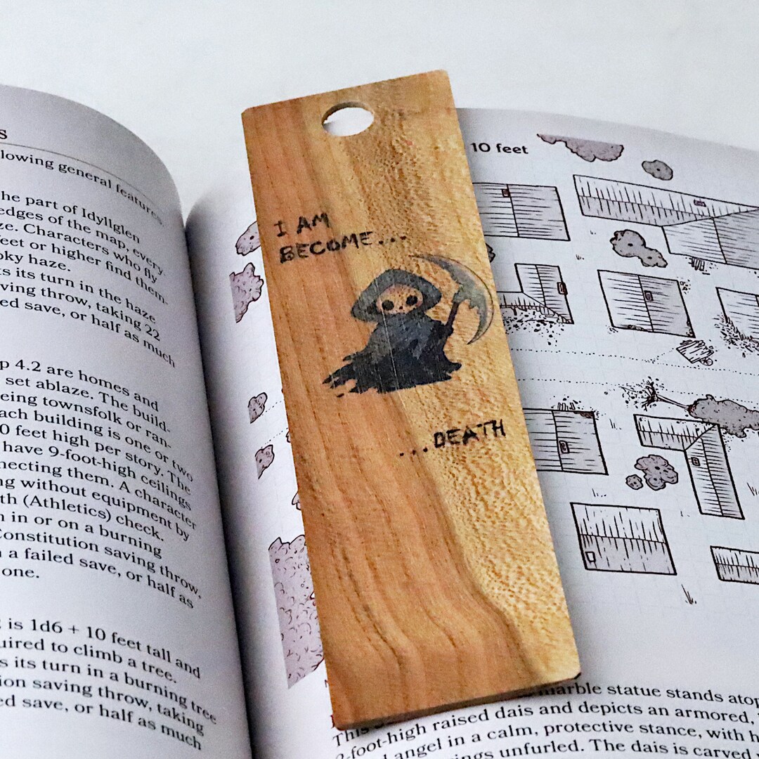 Memento Mori Wooden Bookmarks: Cute Grim Reaper, Weeping Angel, Skull ...