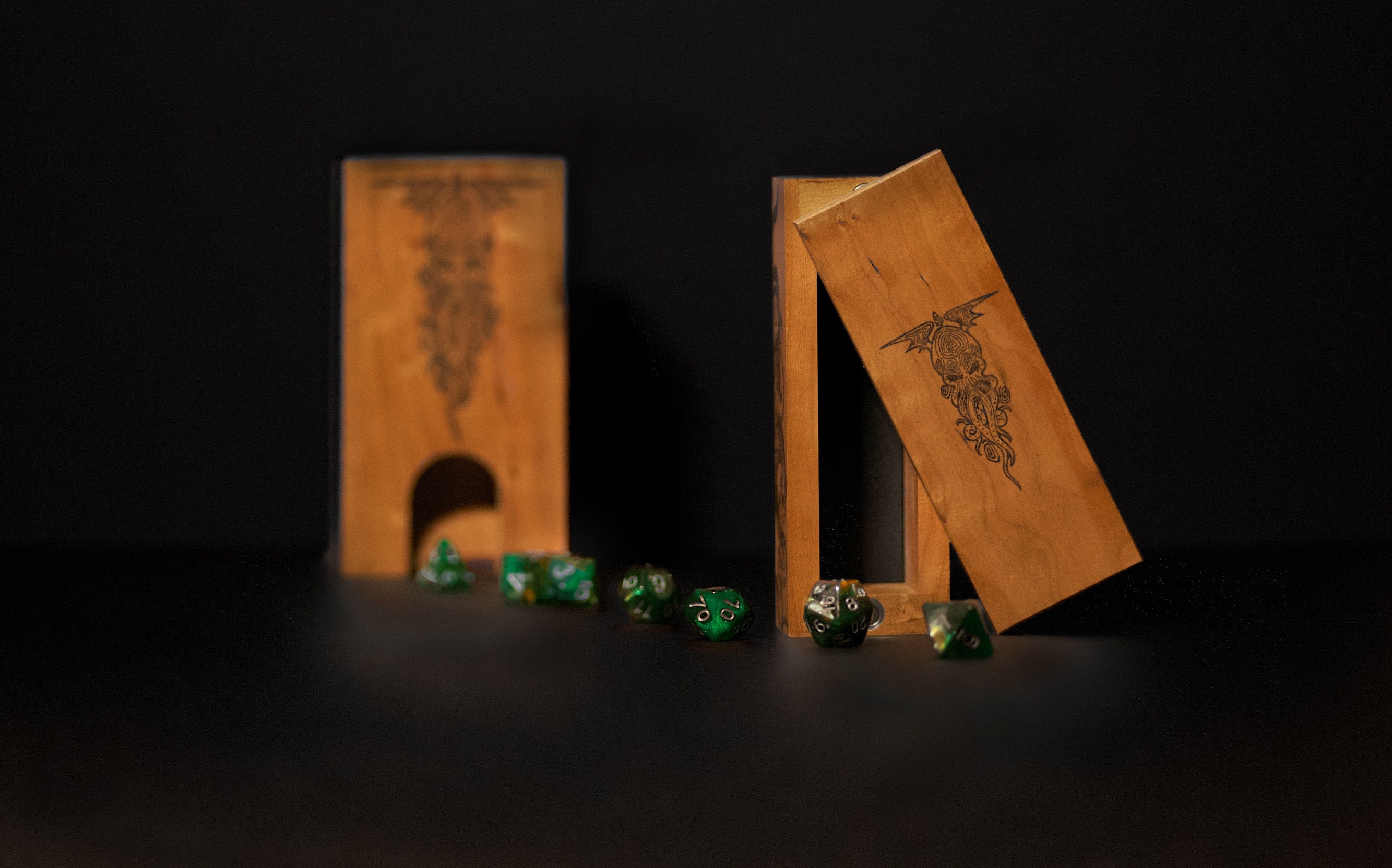 Cthulhu Dice Tower and Tray, Wood Dice Vault, Gaming Setup for Arkham ...