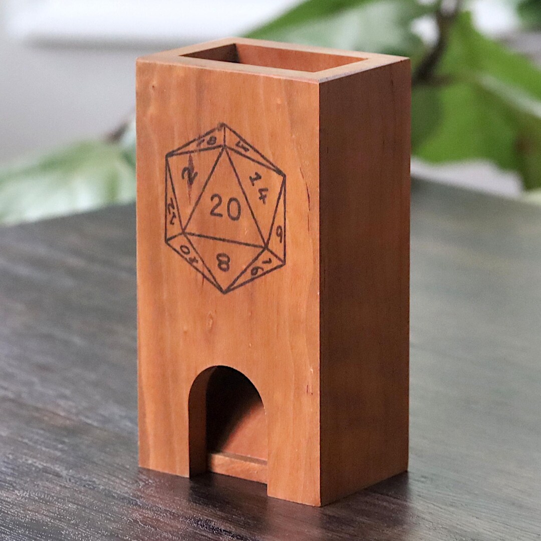 Dnd D20 Dice Tower, Wooden Critical Success Dice Roller for Pathfinder ...