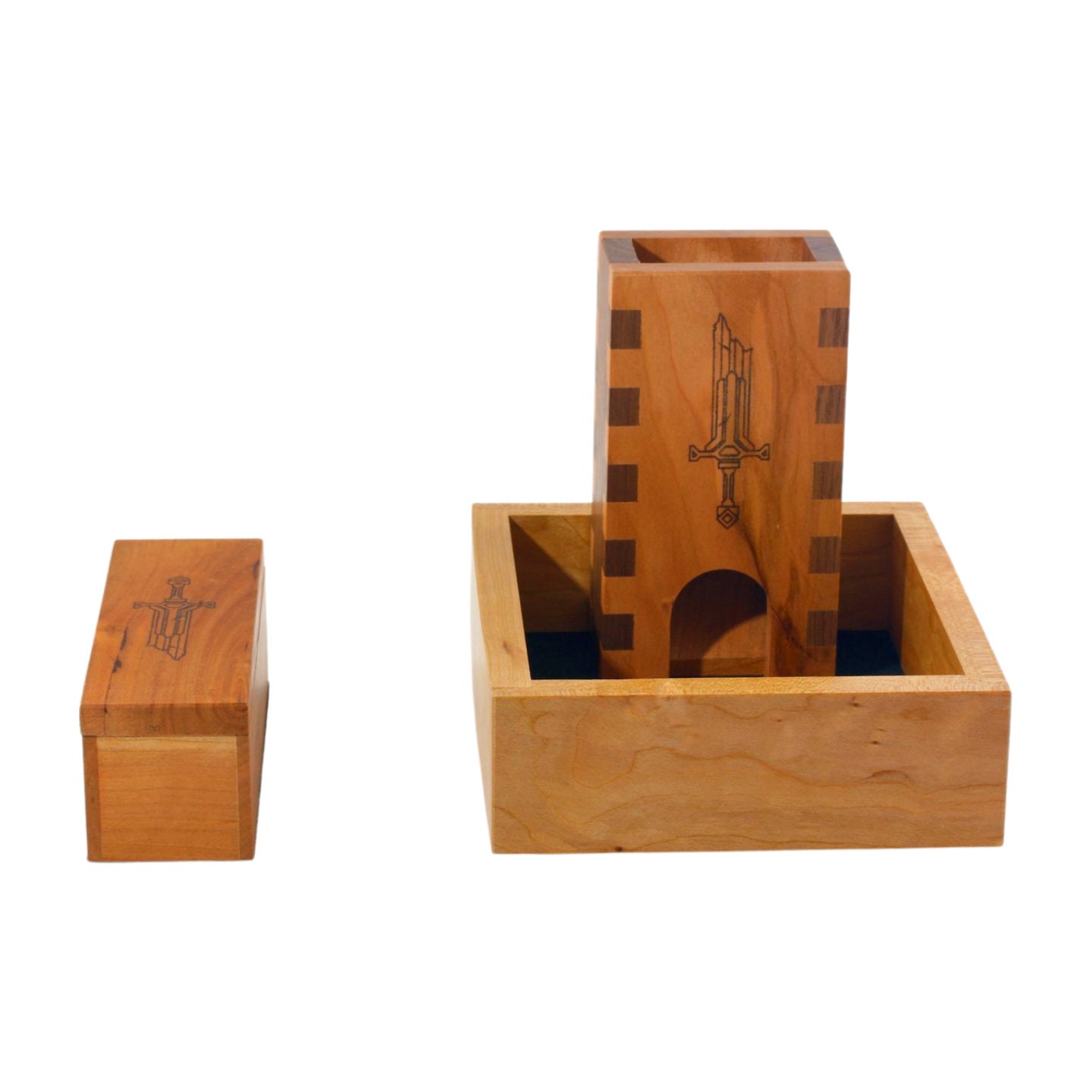 Broken Sword 3-piece Dnd Gaming Setup: Wood Dice Tower and Tray, Dice ...