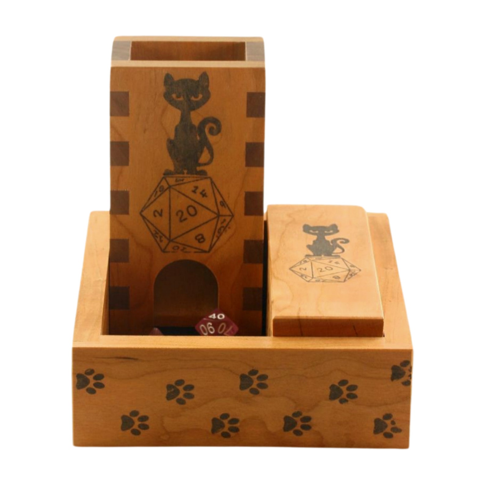 Cute Cat D20 Dice Tray and Tower, Dnd Dice Vault, Complete Cozy Gaming ...