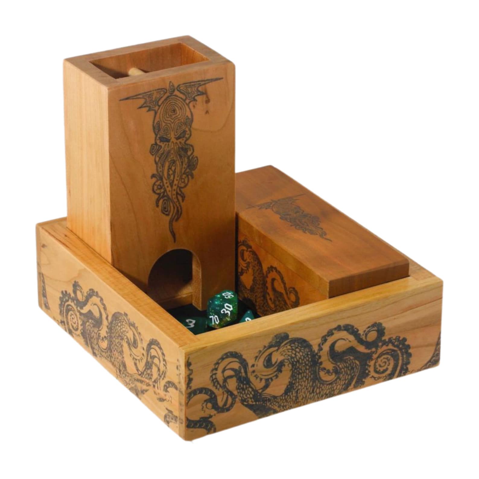 Cthulhu Dice Tower and Tray, Wood Dice Vault, Gaming Setup for Arkham ...
