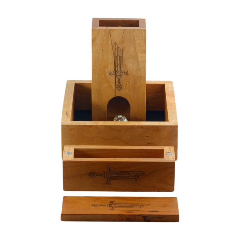 Broken Sword 3-piece Dnd Gaming Setup: Wood Dice Tower and Tray, Dice ...