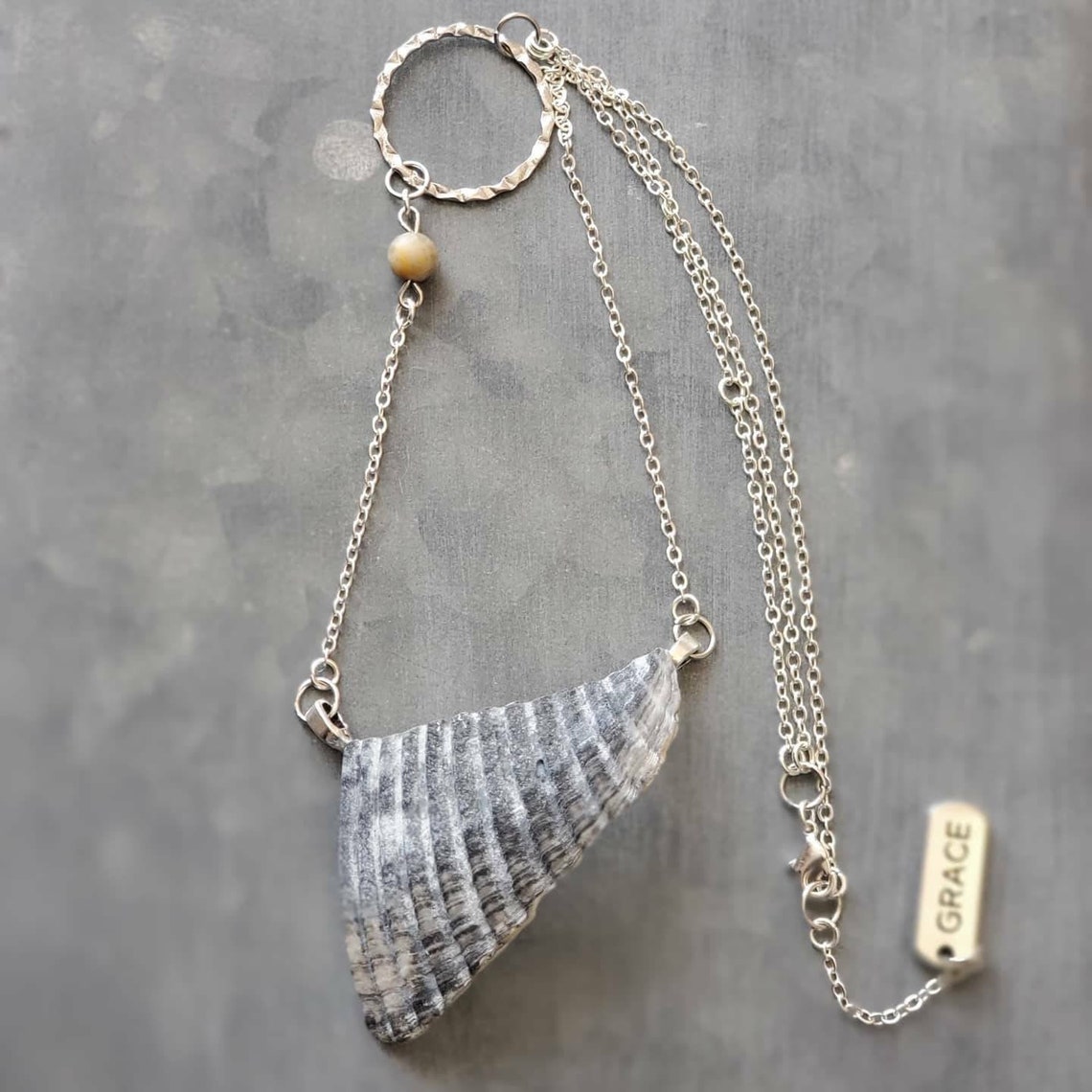Blue/gray Natural Cockle Seashell Necklace - Etsy