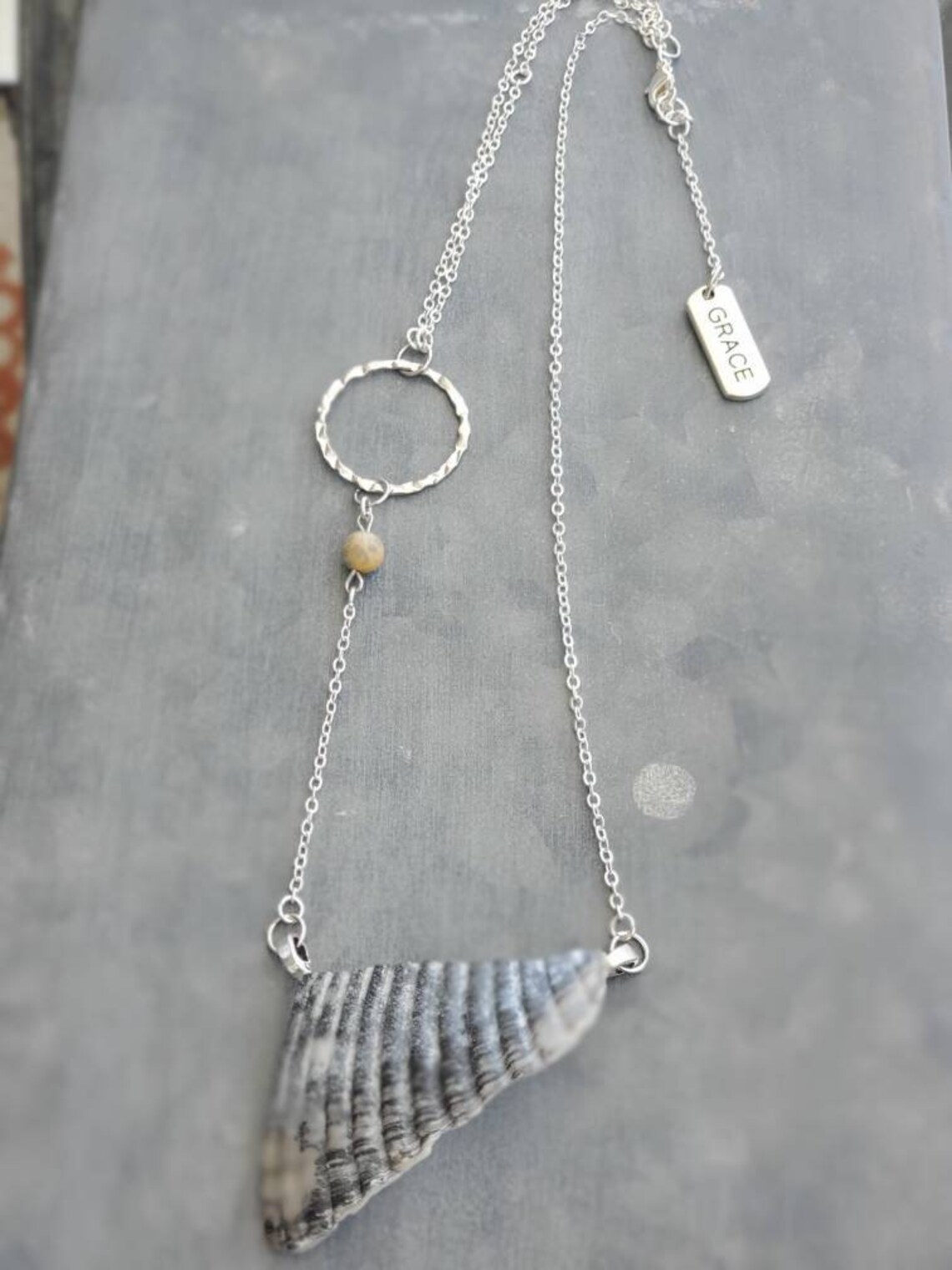 Blue/gray Natural Cockle Seashell Necklace - Etsy