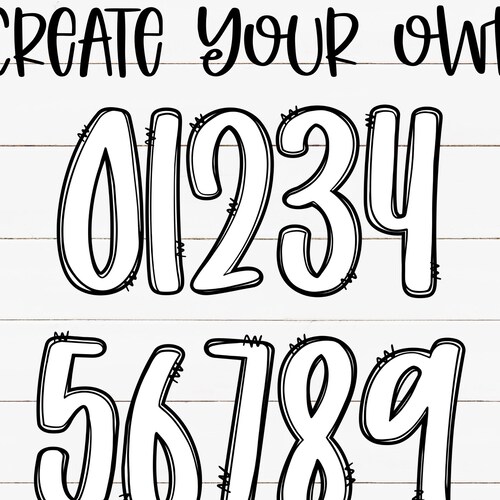 Create Your Own Doodle Numbers PNG Digital Download Create - Etsy
