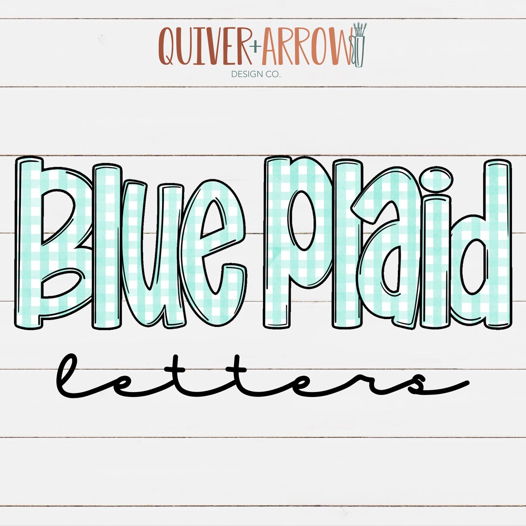 Doodle Letters Blue Plaid Alphabet PNG | Hand Drawn Upper and Lower ...