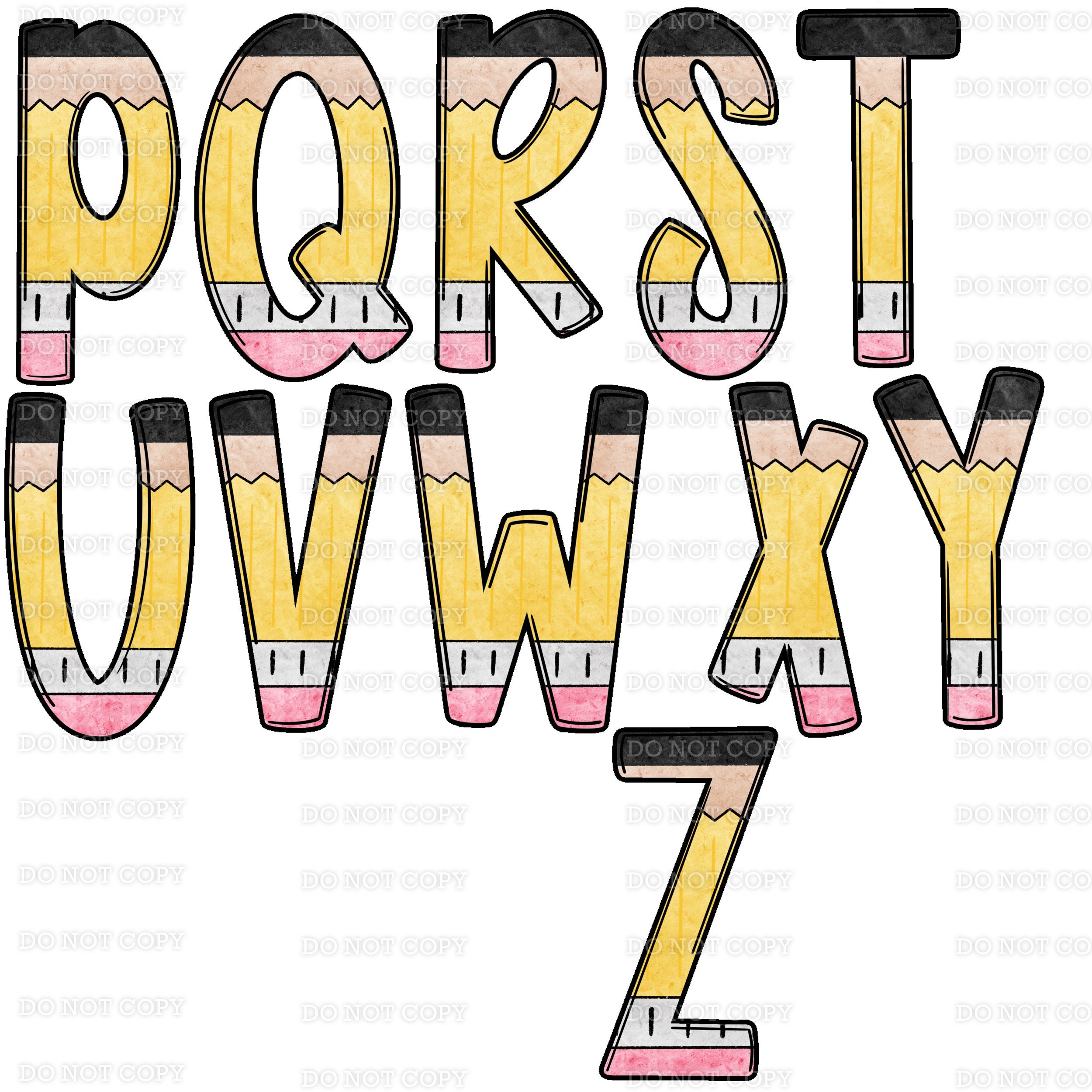 Pencil Doodle Letters Alphabet PNG Hand Drawn Upper and - Etsy