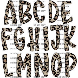 Leopard Print Doodle Letters Alphabet PNG | Hand Drawn Upper Case Alpha ...