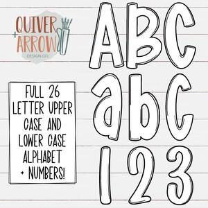Doodle Letters White Alphabet PNG Hand Drawn Upper and Lower Case ...