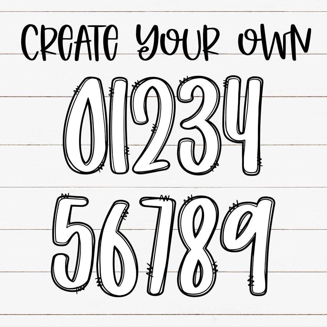 Create Your Own Doodle Numbers PNG | Digital Download | Create Your Own ...