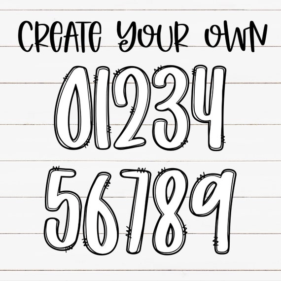 Create Your Own Doodle Numbers PNG Digital Download Create - Etsy
