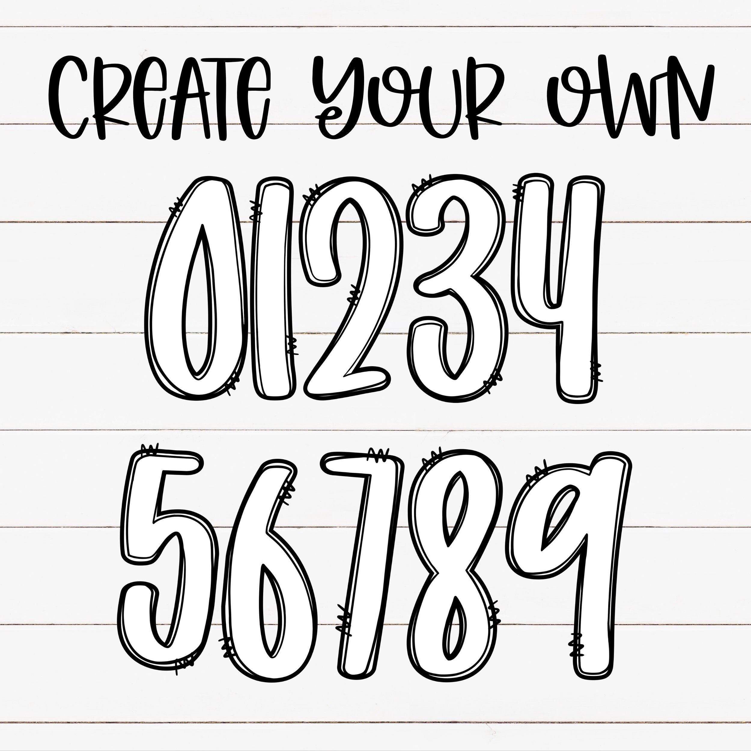 Create Your Own Doodle Numbers PNG Digital Download Create - Etsy