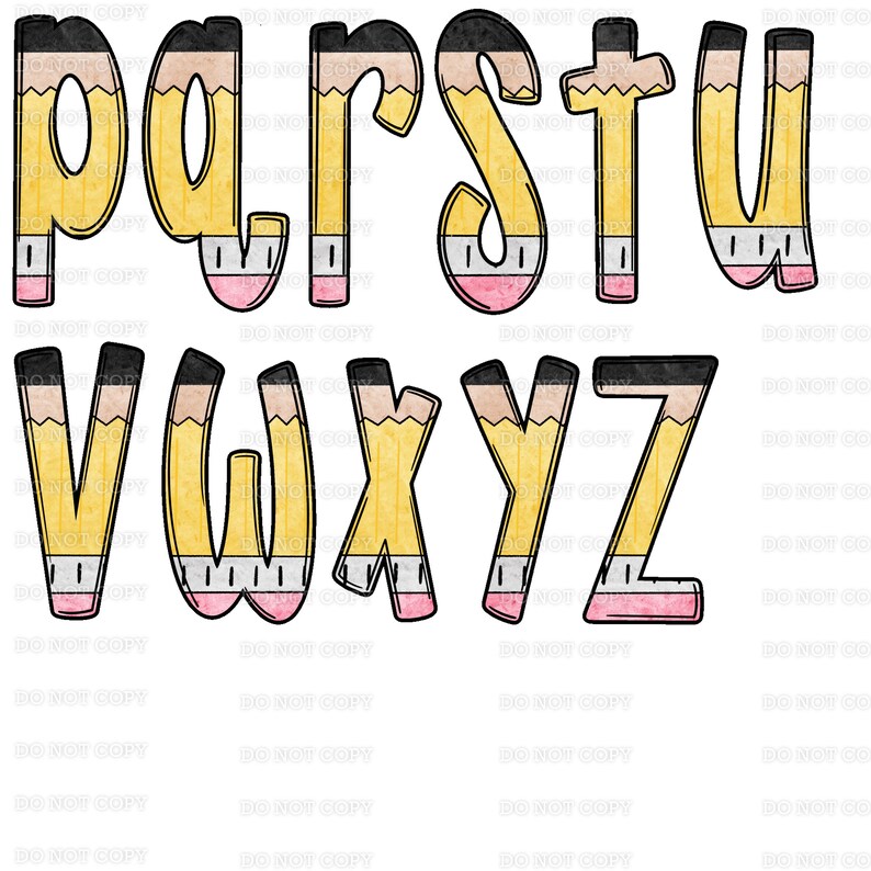 Pencil Doodle Letters Alphabet PNG Hand Drawn Upper and - Etsy