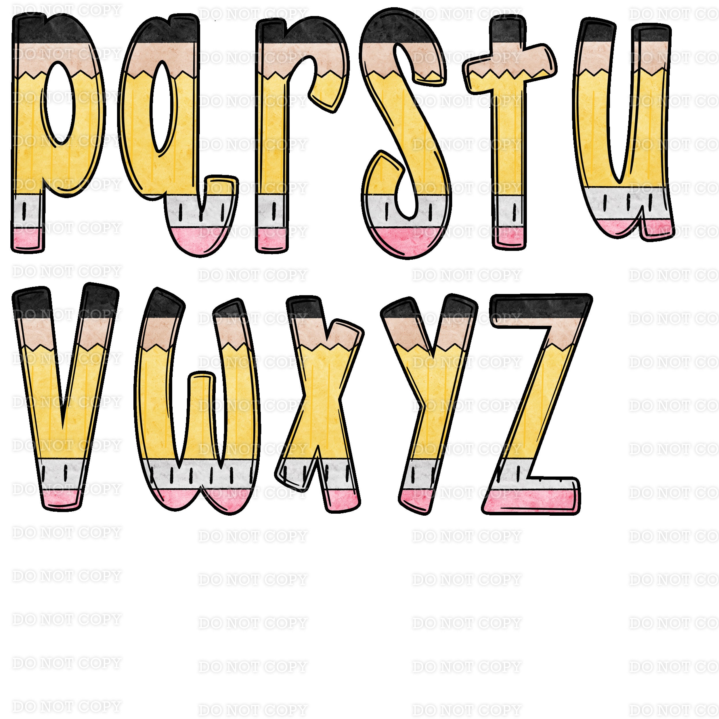 Pencil Doodle Letters Alphabet PNG Hand Drawn Upper and - Etsy