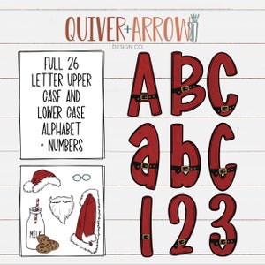 Santa Doodle Letters Alphabet PNG | Hand Drawn Upper and Lower Case ...