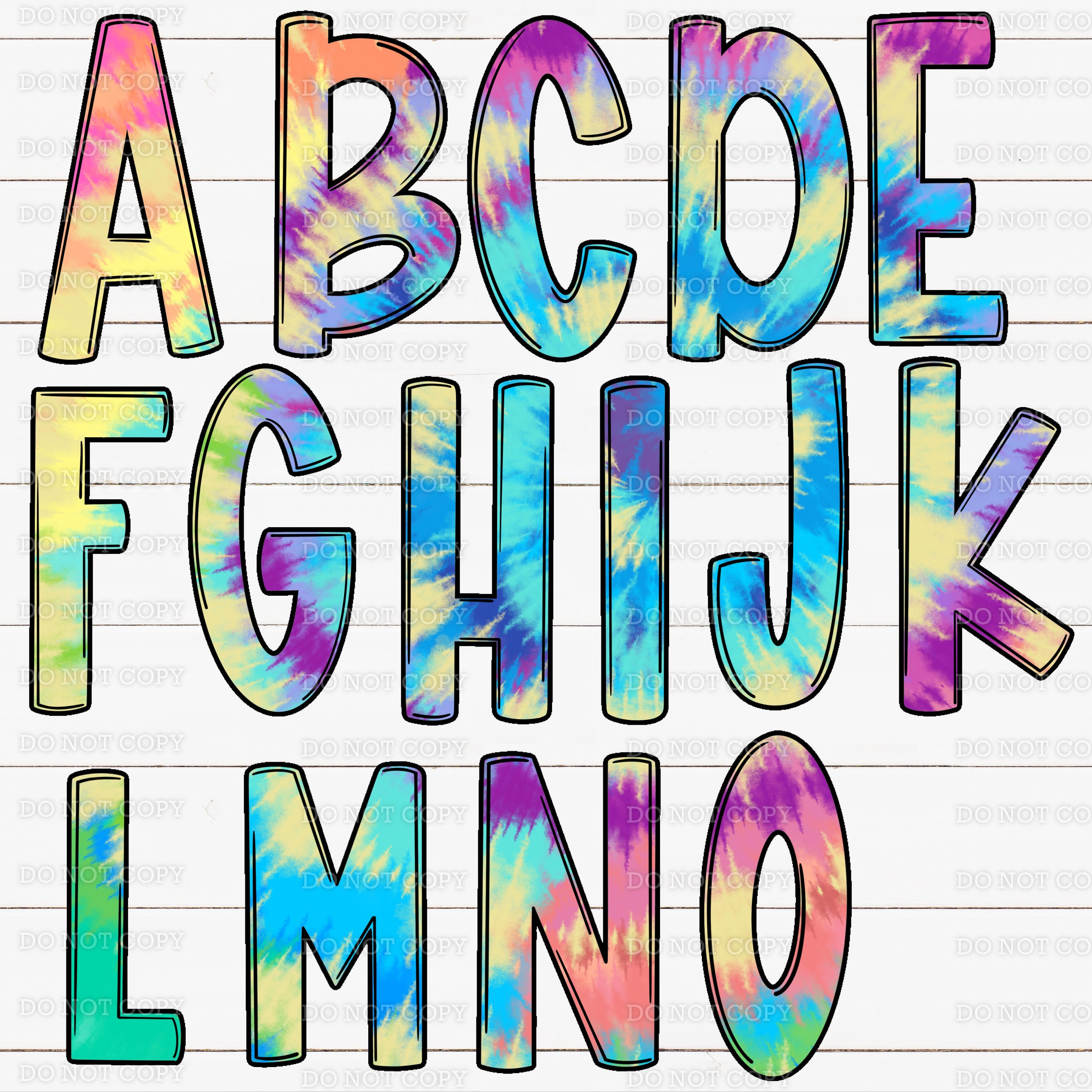 Tie Dye Colored Lettering