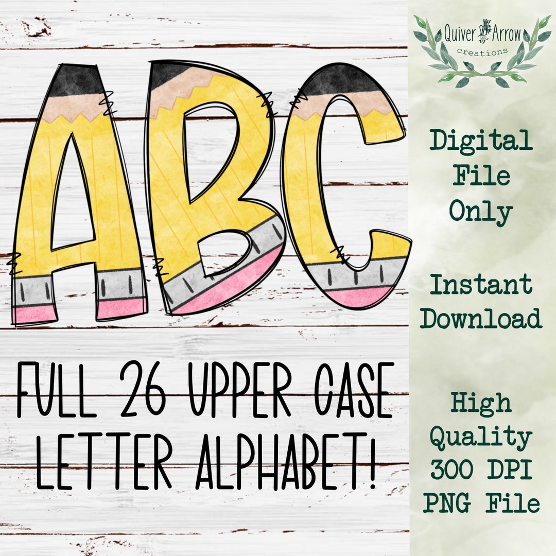 Pencil Doodle Letters Alphabet PNG | Hand Drawn Upper Case Alpha Pack ...