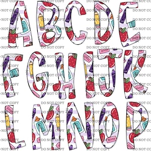 Back to School Doodle Letters Alphabet PNG | Hand Drawn Upper Case ...
