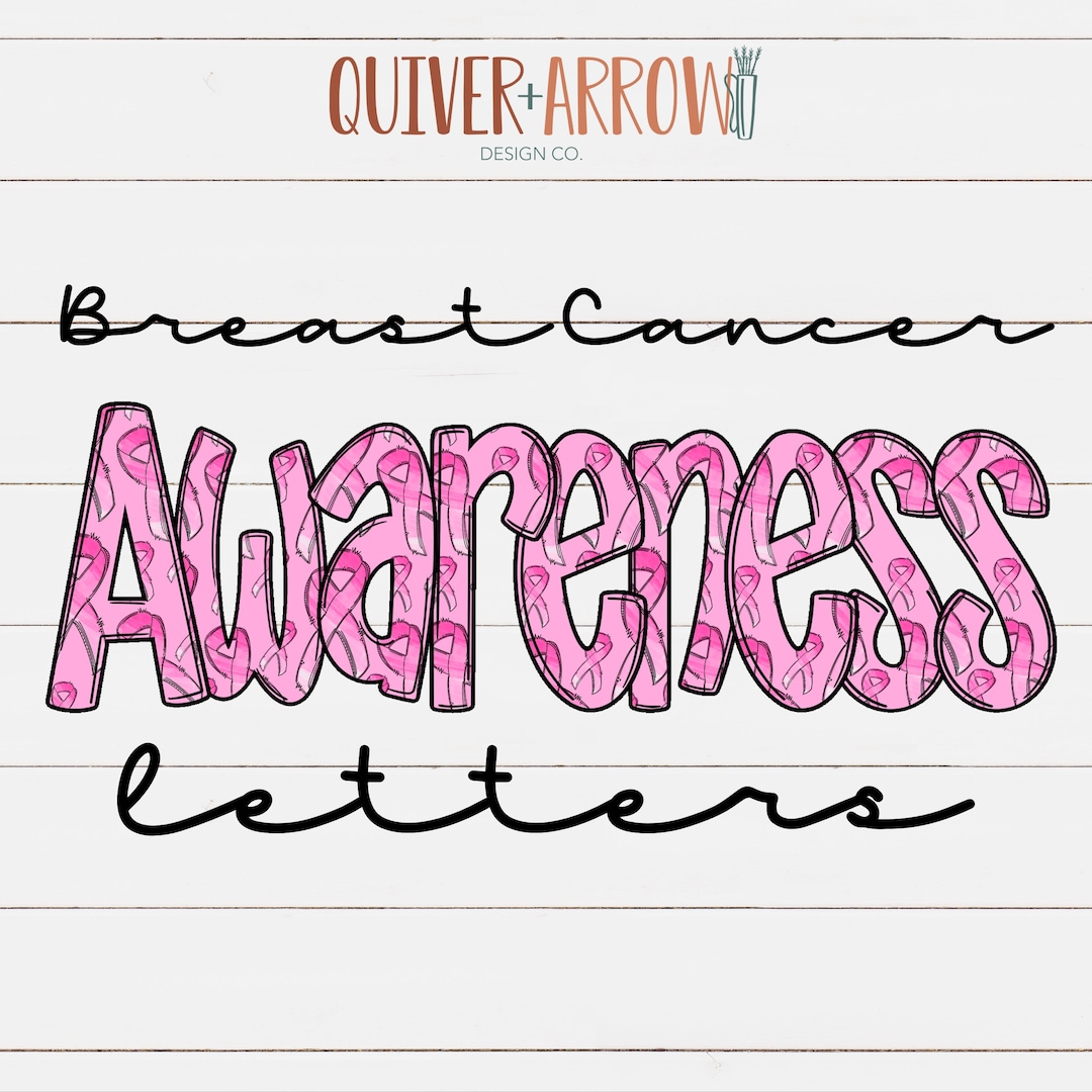 Pink Breast Cancer Awareness Doodle Letters Alphabet PNG | Hand Drawn ...