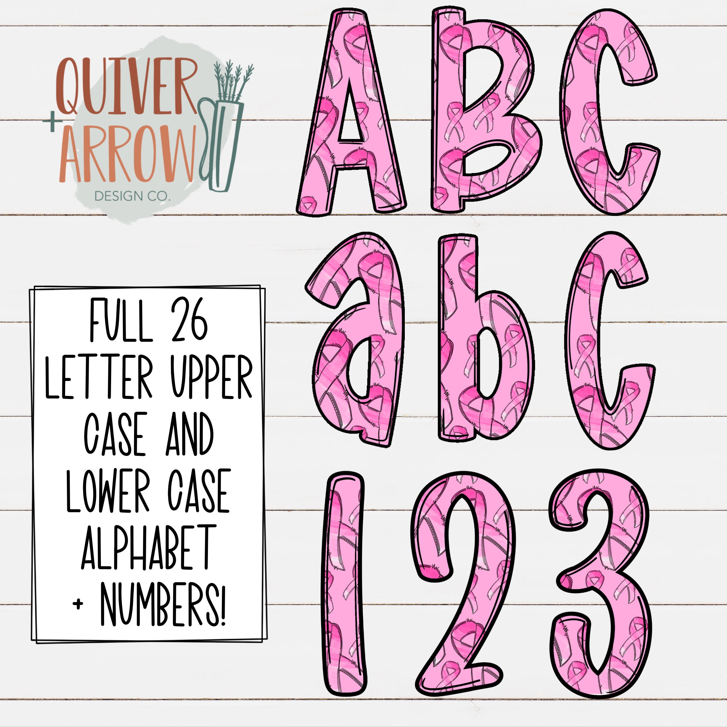 Pink Breast Cancer Awareness Doodle Letters Alphabet PNG | Hand Drawn ...