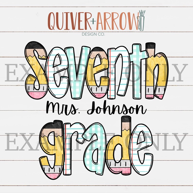 Seventh Grade PNG | School Name Digital Download | School Font - Etsy