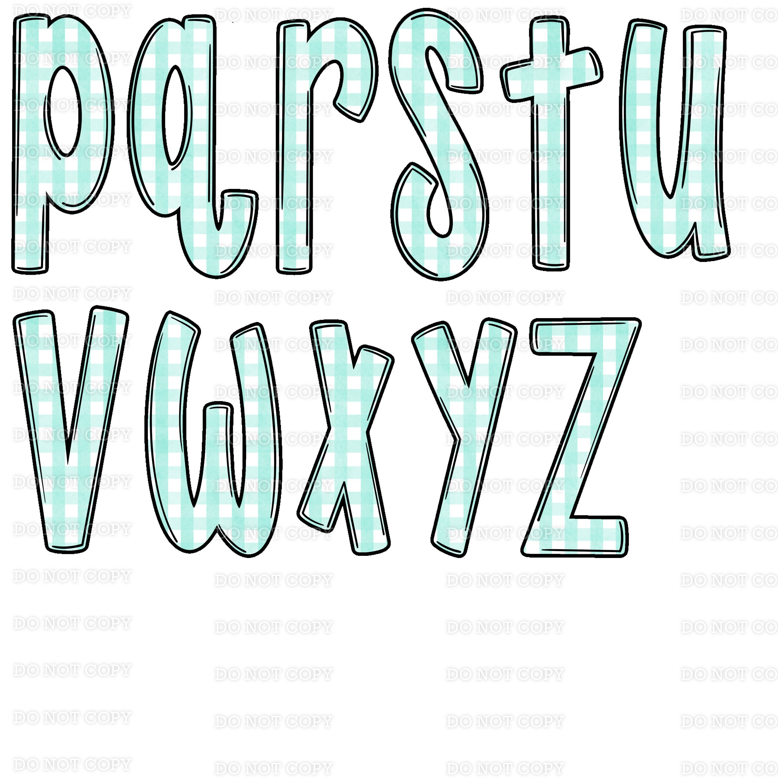 Blue Plaid Doodle Letters Alphabet PNG Hand Drawn Upper and - Etsy