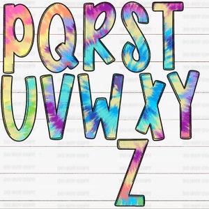 Rainbow Tie Dye Letters Alphabet PNG | Hand Drawn Upper and Lower Case ...
