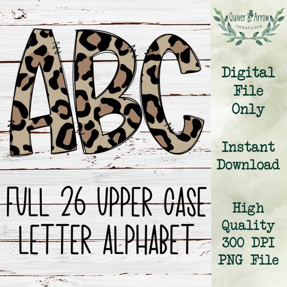 Art & Collectibles leopard Doodle Letter Sublimation Upper Case ...