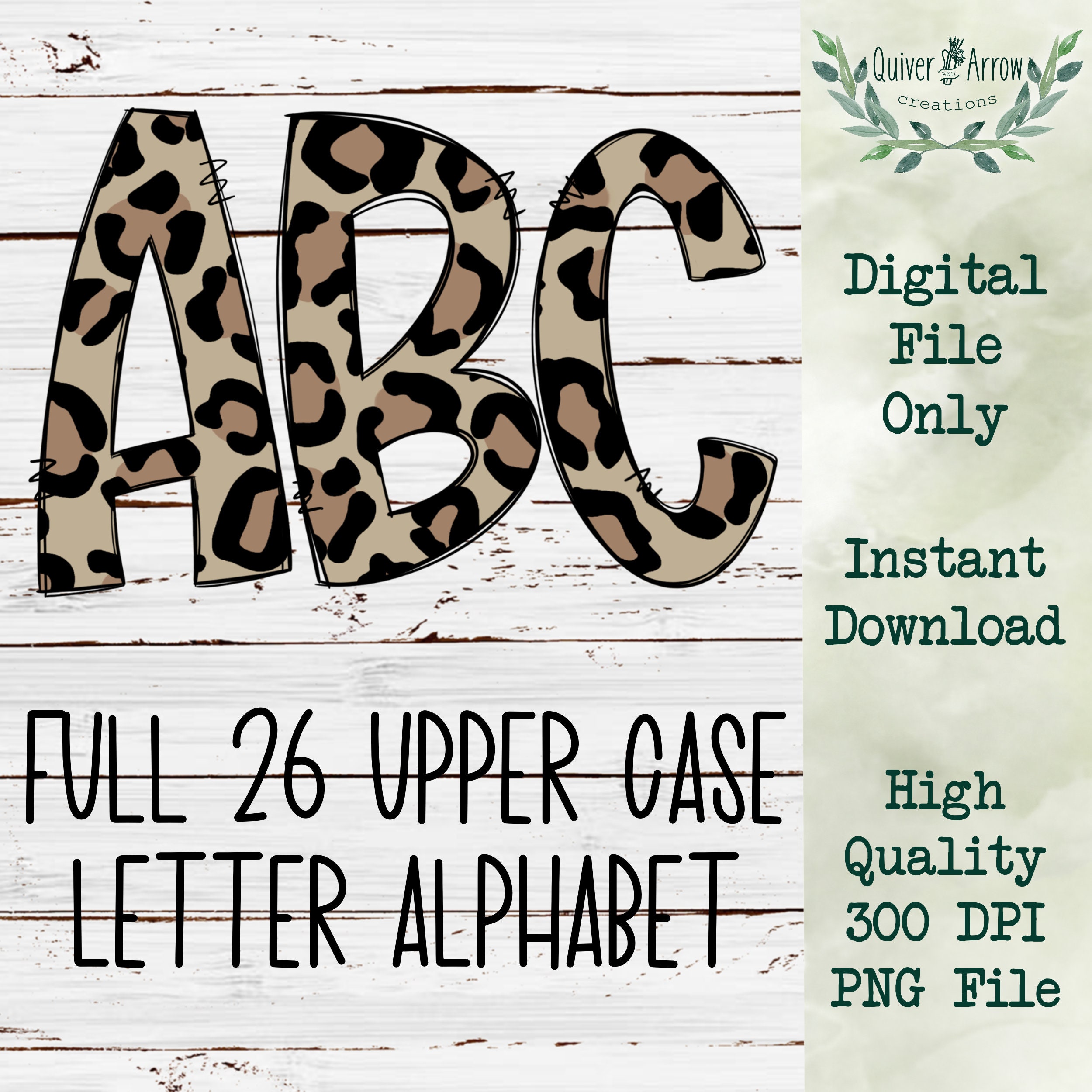 Leopard Print Doodle Letters Alphabet PNG | Hand Drawn Upper Case Alpha ...
