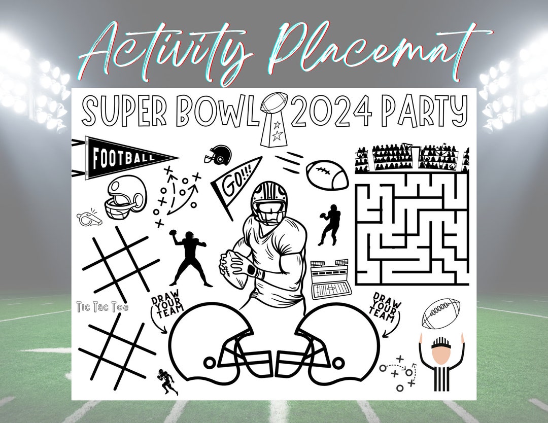 Super Bowl Activity Sheet Football Party Placemat INSTANT DOWNLOAD - Etsy